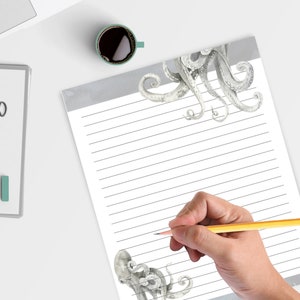 Printable Stationary, Octopus, Note Paper, Letter Writing, Lined ...