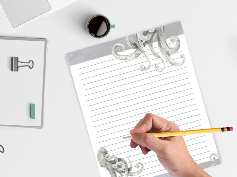 Printable Stationary, Octopus, Note Paper, Letter Writing, Lined ...