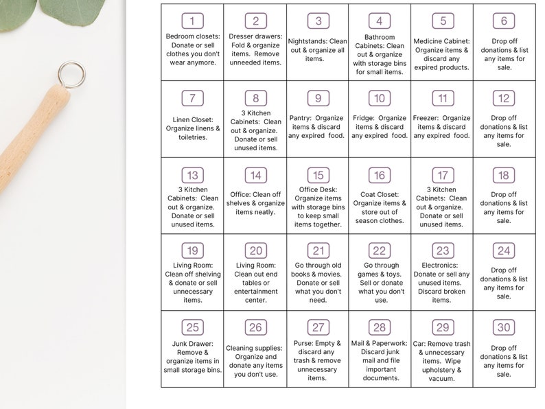 30 Day Declutter Challenge, Printable, Instant Download, Printable PDF ...