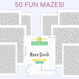 Maze Book, 50 Mazes, Level Hard, Printable, Instant Download, Printable ...