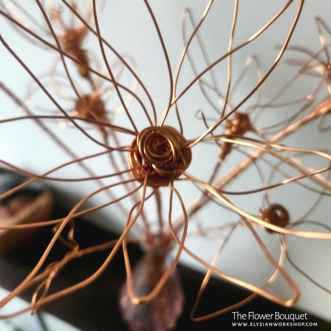 Flower Bouquet Copper Wire Sculpture Wedding Anniversary Bridesmaid ...