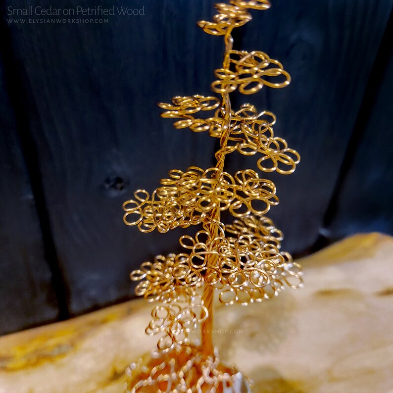 Wire Copper Cedar Tree Sculpture on Petrified Wood - Etsy