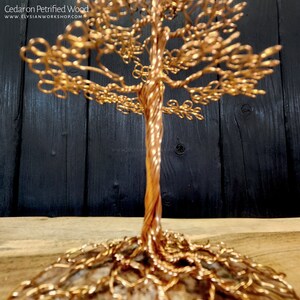 Wire Copper Cedar Tree Sculpture on Petrified Wood - Medium - Etsy