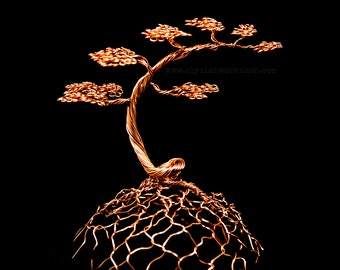 Large Copper Wire Cascade Bonsai Tree on Amazonite Crystal | Etsy