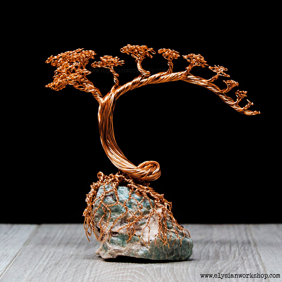 Large Copper Wire Cascade Bonsai Tree on Aventurine Crystal - Etsy