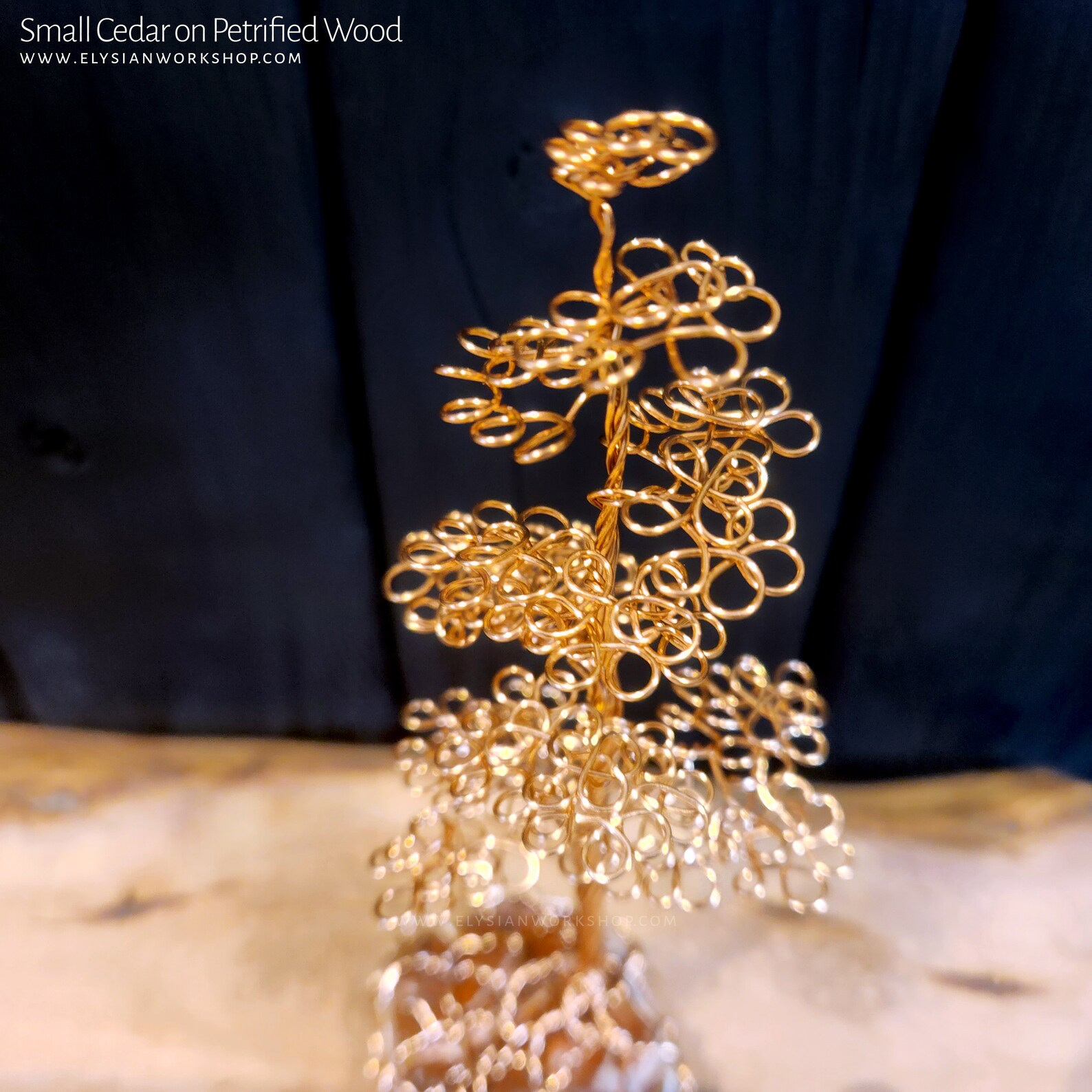 Wire Copper Cedar Tree Sculpture on Petrified Wood - Etsy