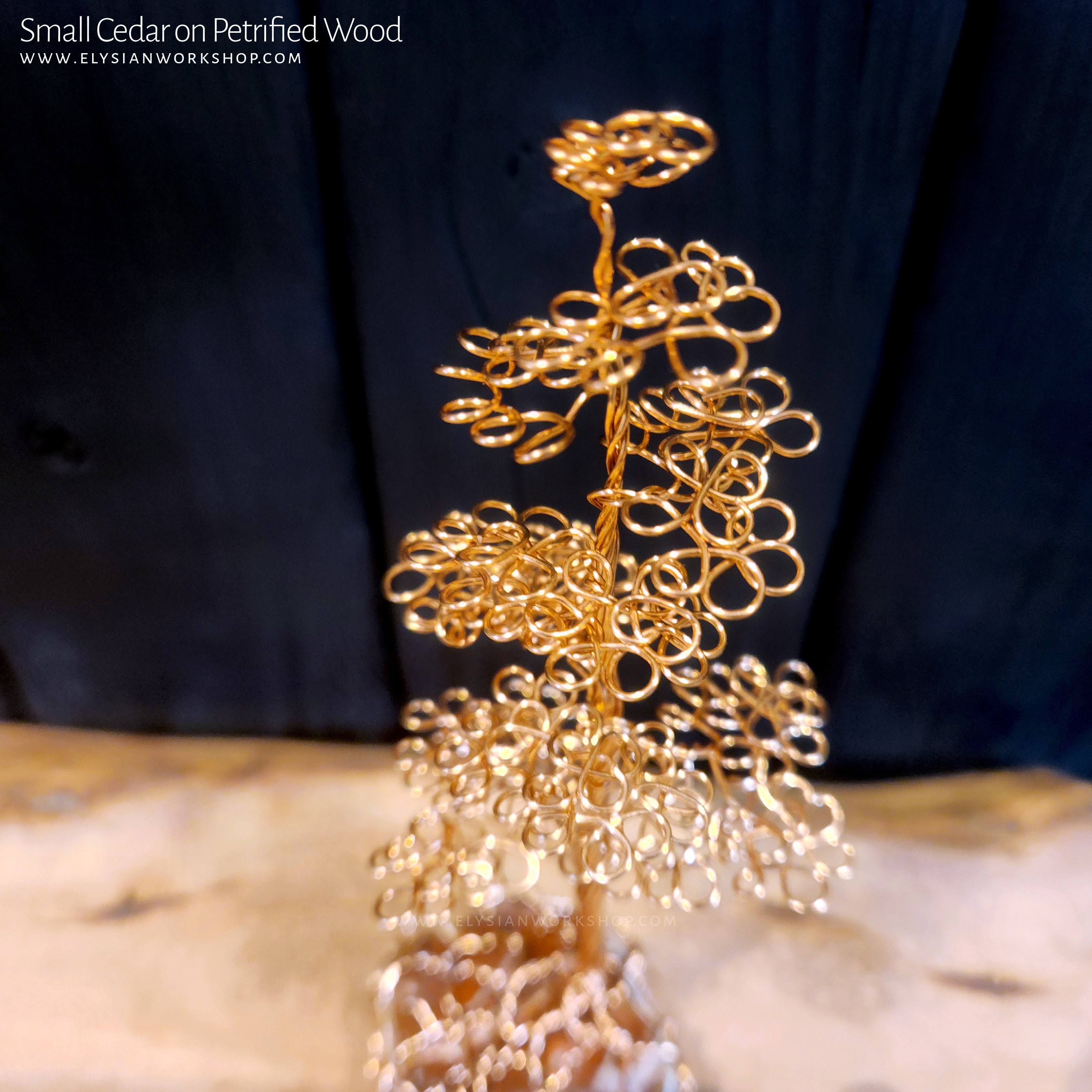 Wire Copper Cedar Tree Sculpture on Petrified Wood - Etsy