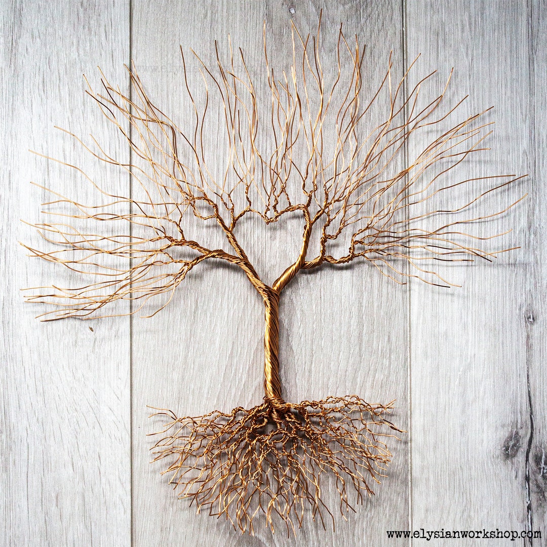 Handmade Copper Heart Wire Tree Wall Hanging - Etsy