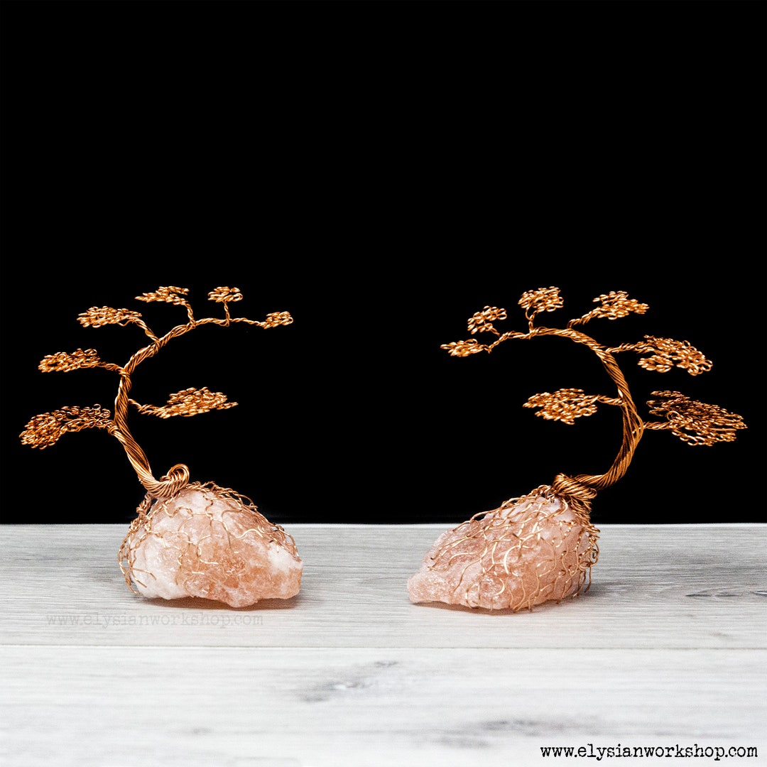 Set of 2 Handmade Copper Wire Cascade Bonsai Tree Himalayan Rock - Etsy