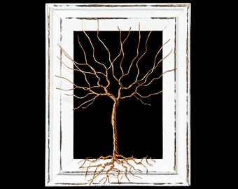 Wind Swept Copper Wire Tree in Wood Picture Frame | Etsy