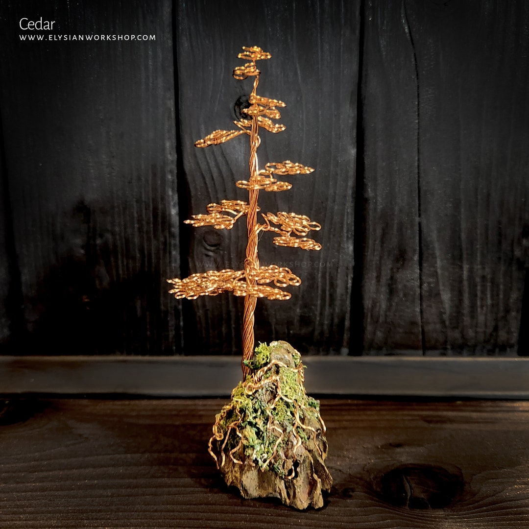 Cedar Tree Copper Wire Tree on Ohko Dragon Stone Sculpture Nature True ...