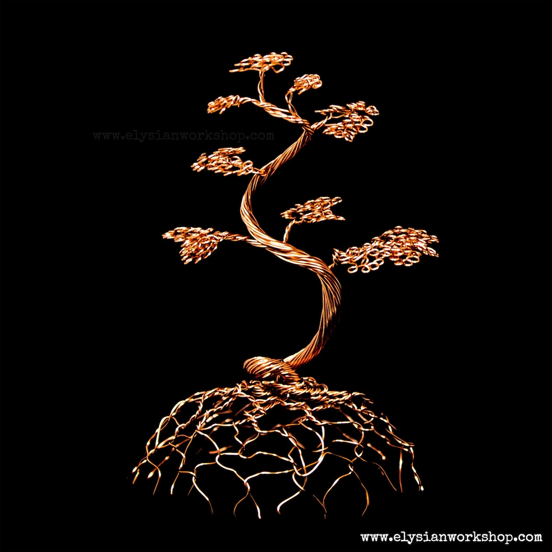 Medium Handmade Copper Wire Bonsai Tree Sculpture - Etsy