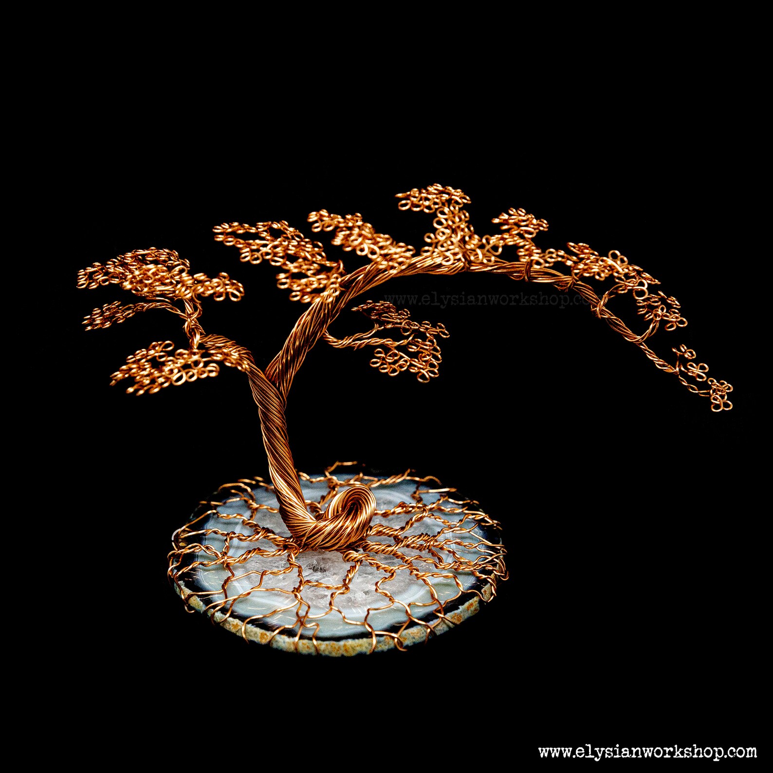 Handmade Copper Wire Cascade Bonsai Tree Grey Agate Crystal - Etsy