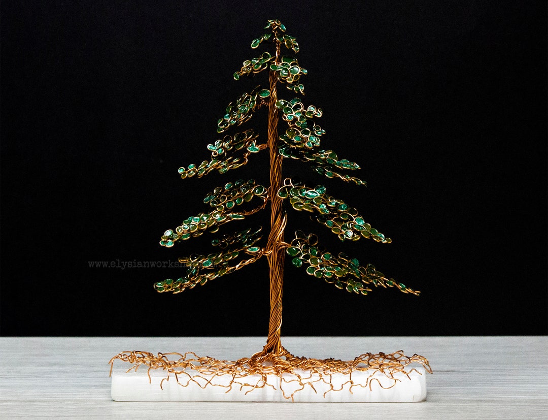 Large Copper Wire Bonsai Tree on Selenite Crystal - True North Canada ...
