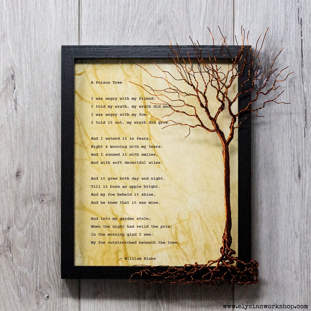 A Poison Tree by William Blake Hand Typed and Aged Page in Frame - Etsy