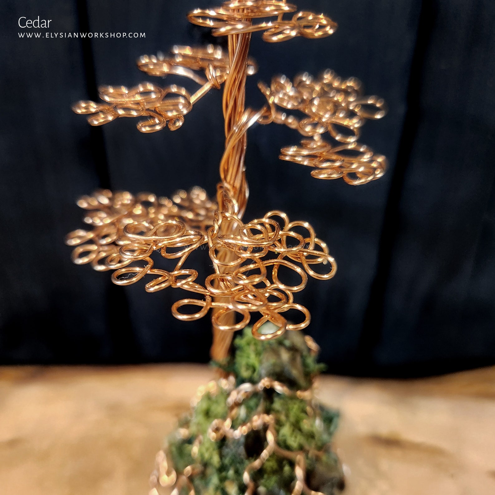 Cedar Tree Copper Wire Tree on Ohko Dragon Stone Sculpture Nature True ...