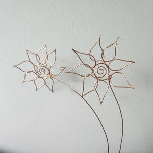 Twin Sunflowers Boho Beach Driftwood Copper Wire Flower Sculpture - Etsy