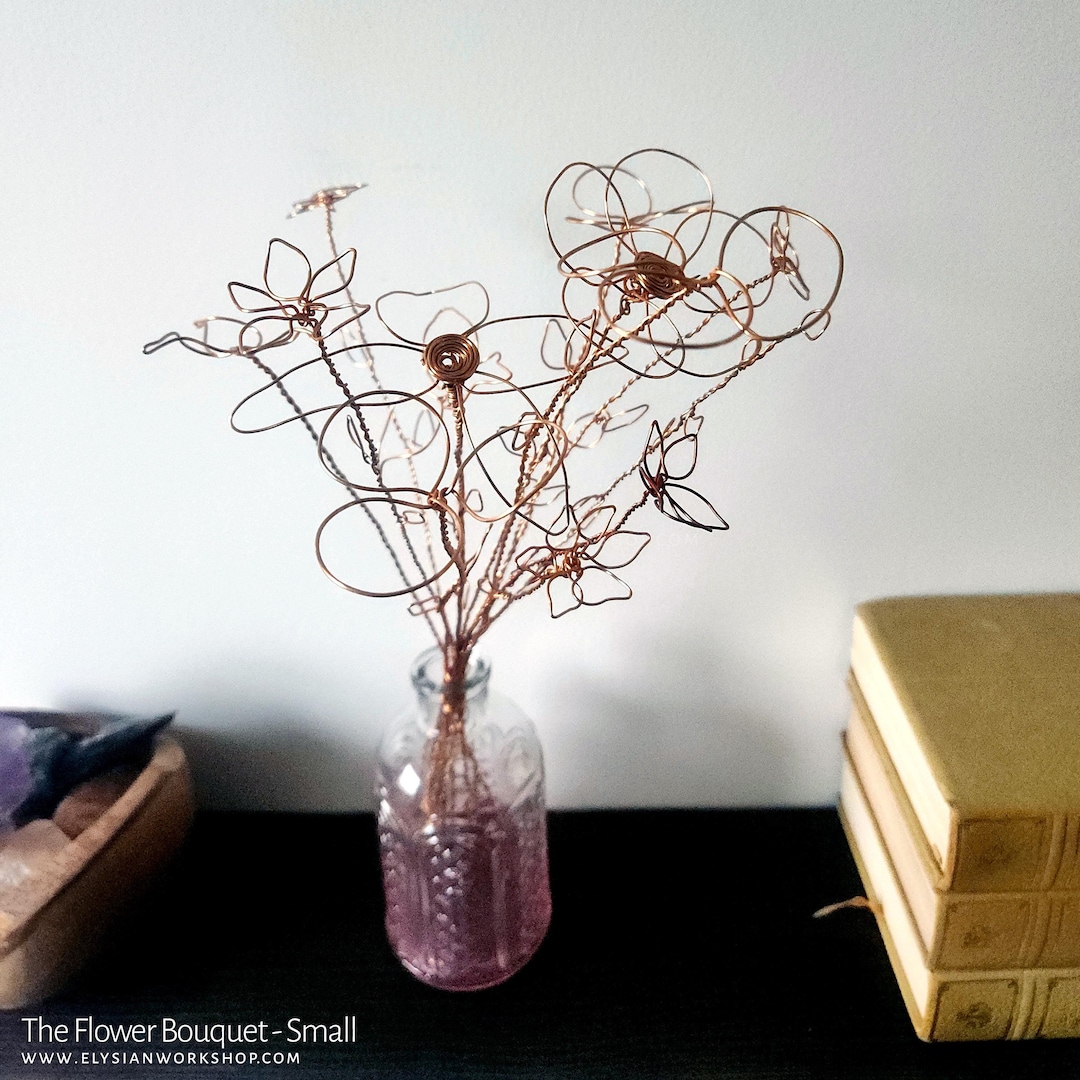 Flower Bouquet Copper Wire Sculpture Wedding Anniversary Bridesmaid ...