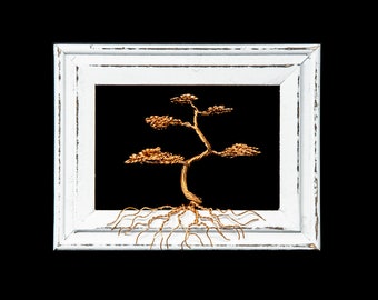 Wind Swept Copper Wire Tree in Wood Picture Frame | Etsy
