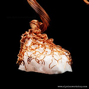 Copper Wire Cascade Bonsai Tree Sculpture on Rose Quartz Crystal - Etsy