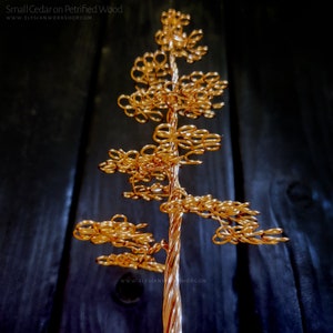 Wire Copper Cedar Tree Sculpture on Petrified Wood - Etsy