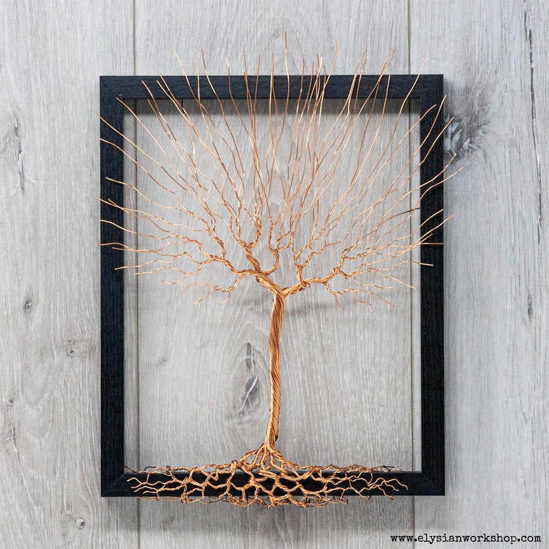 Medium Copper Wire Cascade on Black Wood Frame - Etsy