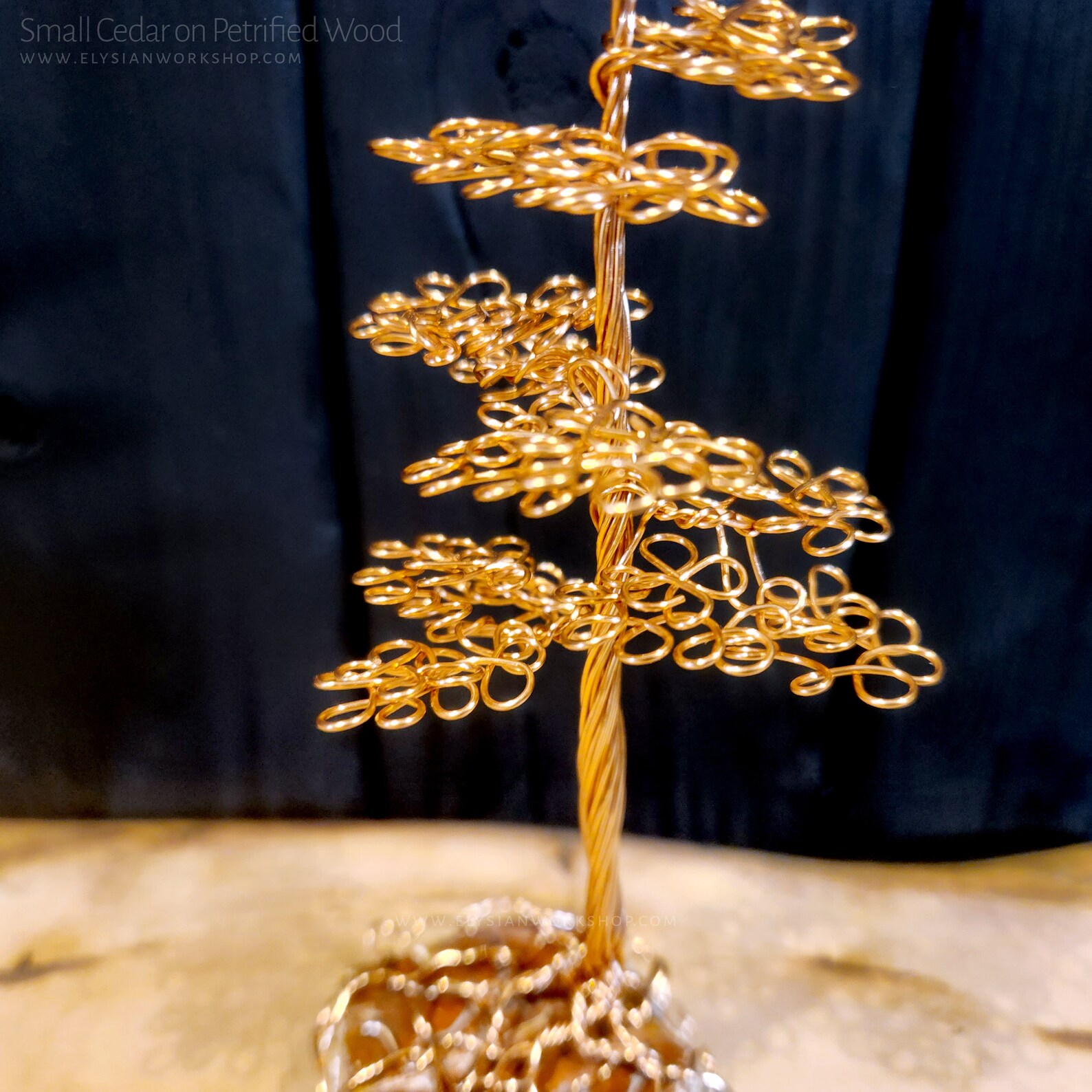 Wire Copper Cedar Tree Sculpture on Petrified Wood - Etsy