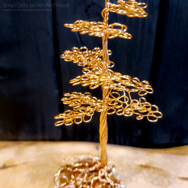 Wire Copper Cedar Tree Sculpture on Petrified Wood - Etsy