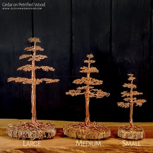 Wire Copper Cedar Tree Sculpture on Petrified Wood - Large - Etsy