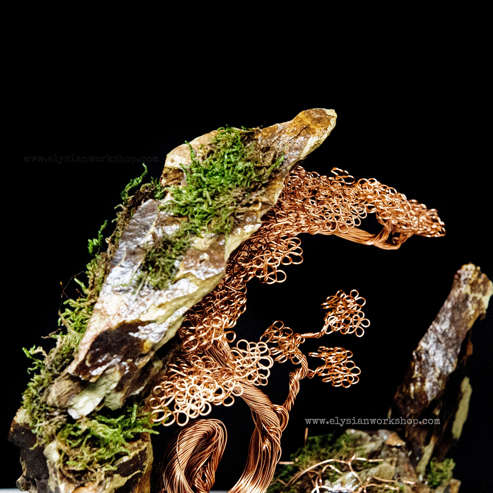 Crescent Moon Copper Wire Bonsai Tree on Ohko Dragon Stone - Etsy
