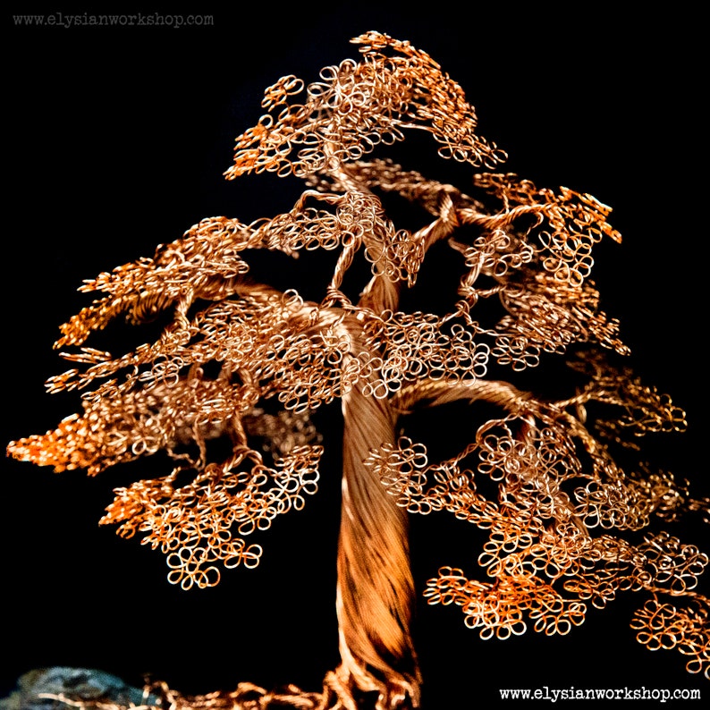 Extra Large Wire Copper Cedar Tree Sculpture Set on Ohko Stone - Etsy