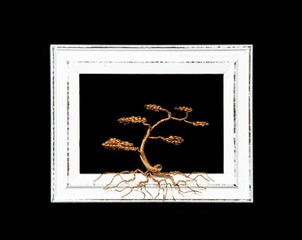 Wind Swept Copper Wire Tree in Wood Picture Frame | Etsy