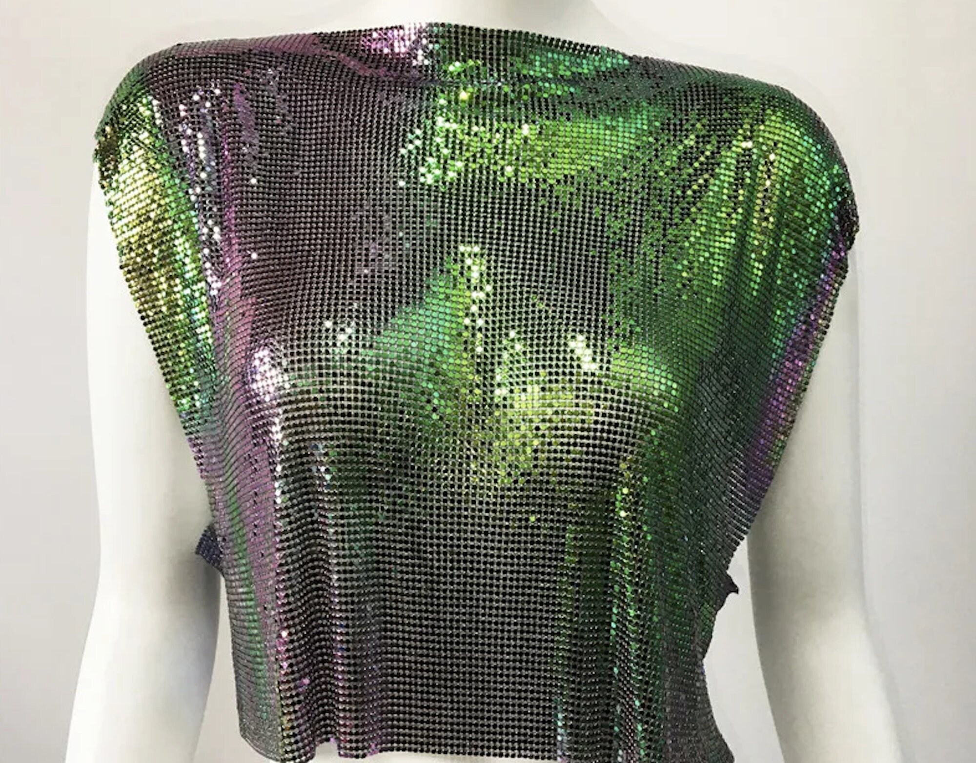 Pink Metal Top Pink Chainmail Top Pink Festival Top Metal Chin Crop Top ...