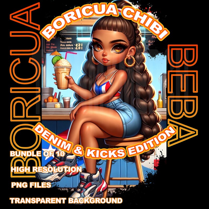 Boricua Groove Chibi Style - Digital Art Boricua Chibi - Perfect for ...