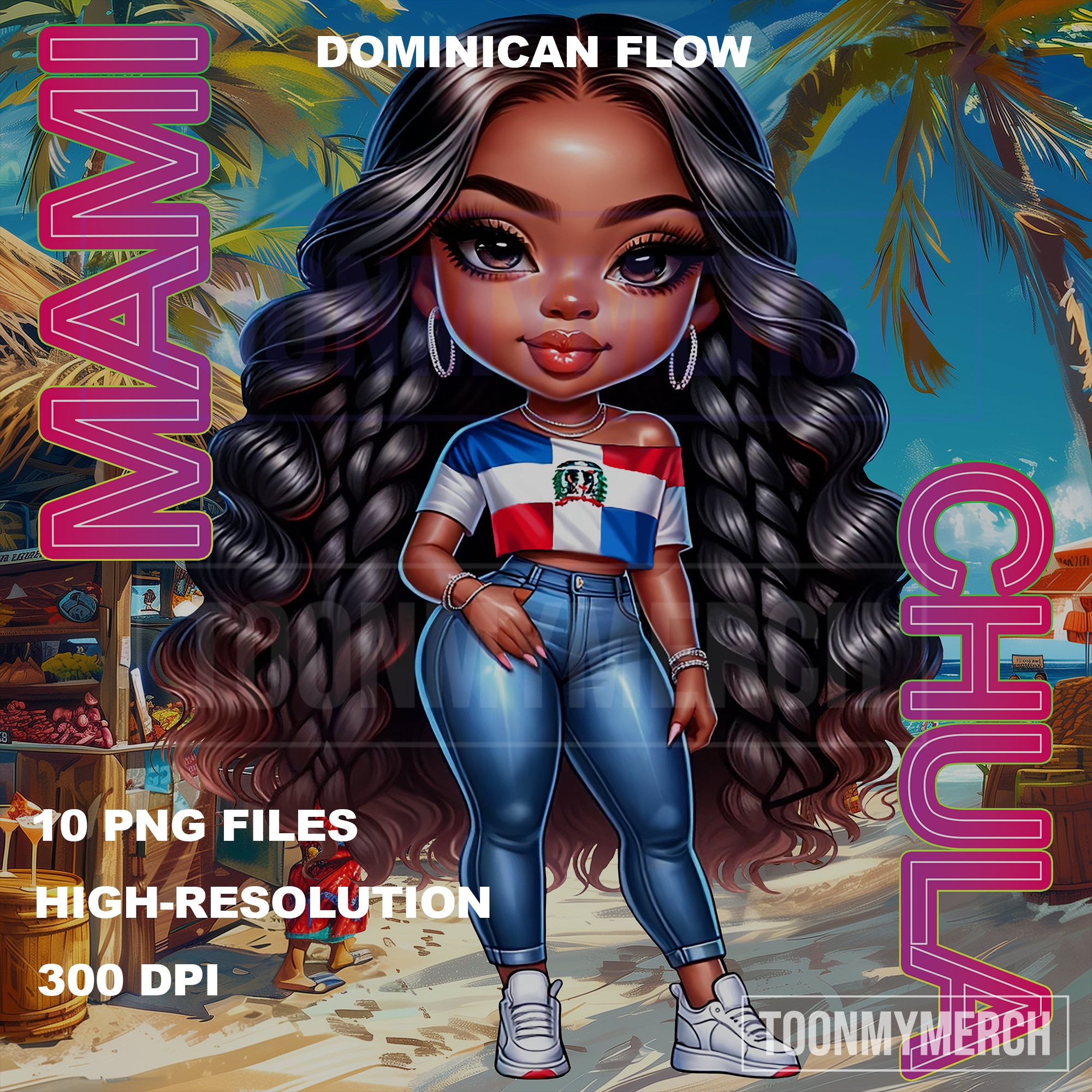 Dominican Flow Chibi Style Dominican Republic Woman Digital Art ...