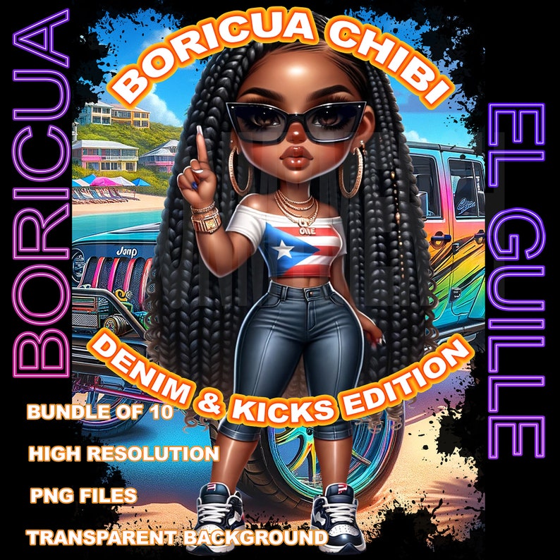 Boricua Groove Chibi Style - Digital Art Boricua Chibi - Perfect for ...