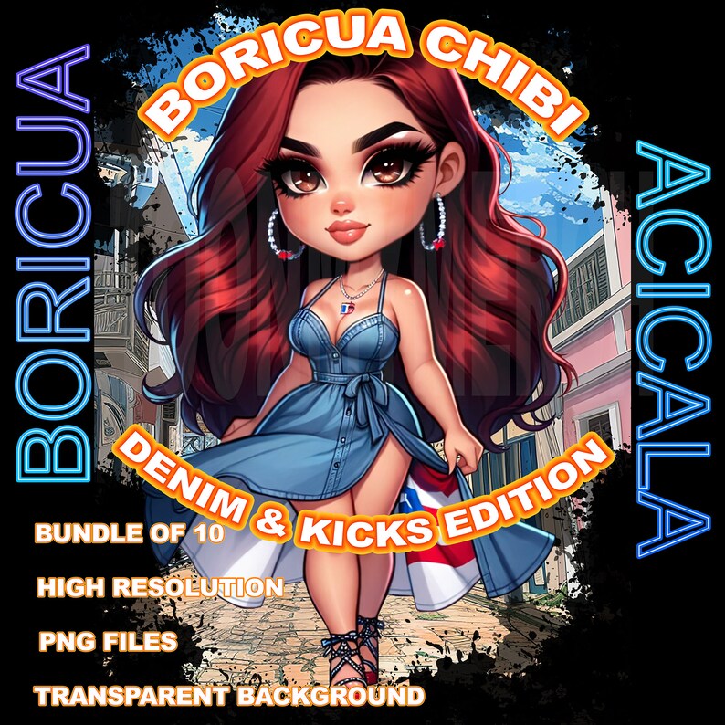 Boricua Groove Chibi Style - Digital Art Boricua Chibi - Perfect for ...