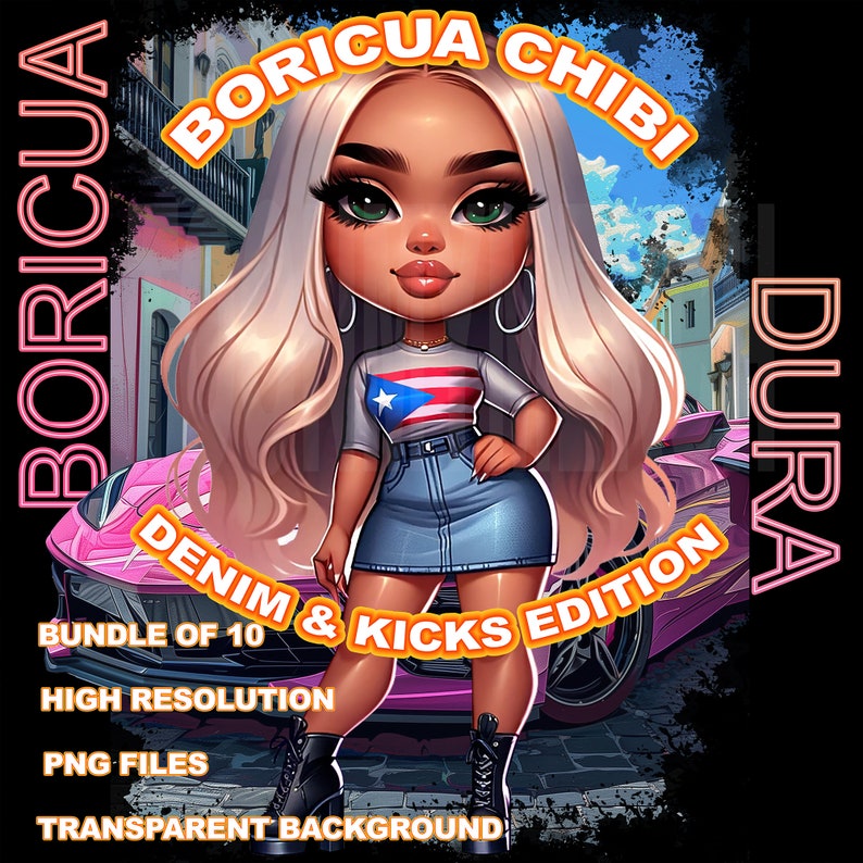 Boricua Groove Chibi Style - Digital Art Boricua Chibi - Perfect for ...