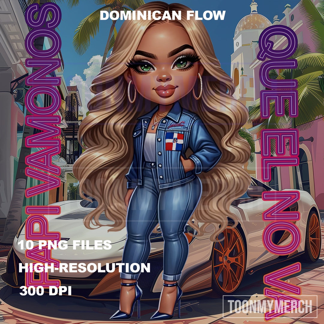 Dominican Flow Chibi Style - Dominican Republic Woman Digital Art ...