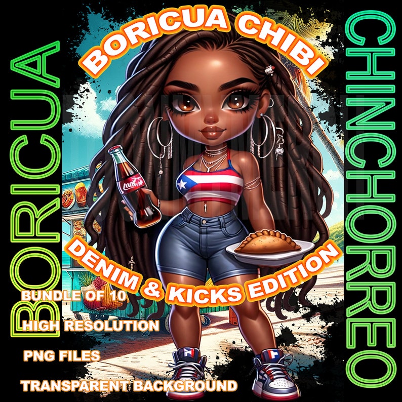 Boricua Groove Chibi Style - Digital Art Boricua Chibi - Perfect for ...