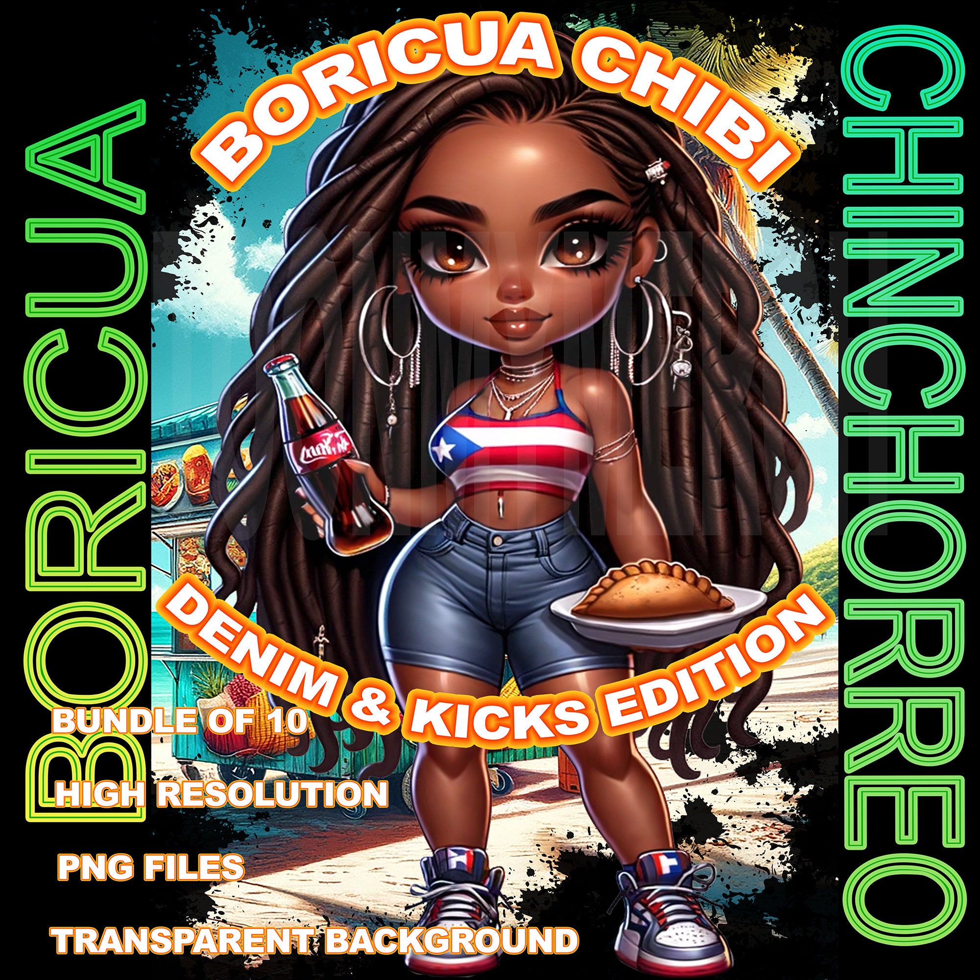 Boricua Groove Chibi Style - Digital Art Boricua Chibi - Perfect for ...