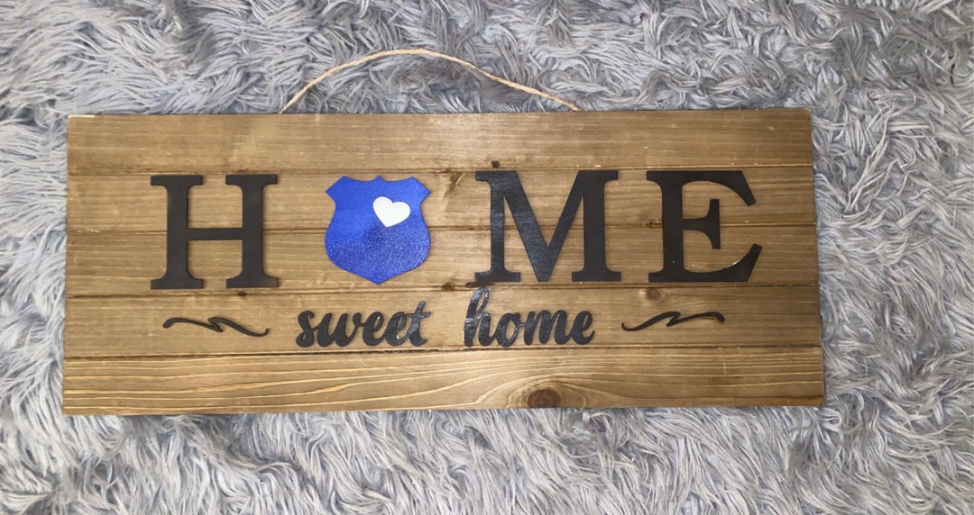 Police Home Sign | Police Home Decor | Blue Stripe Home Decor - Etsy