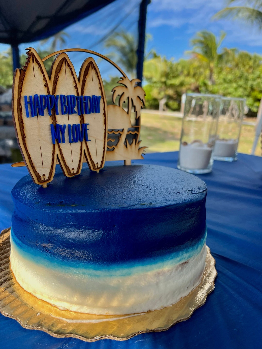 Surf Board Cake Topper | Surf Board and Island Cake Topper | Nautical ...