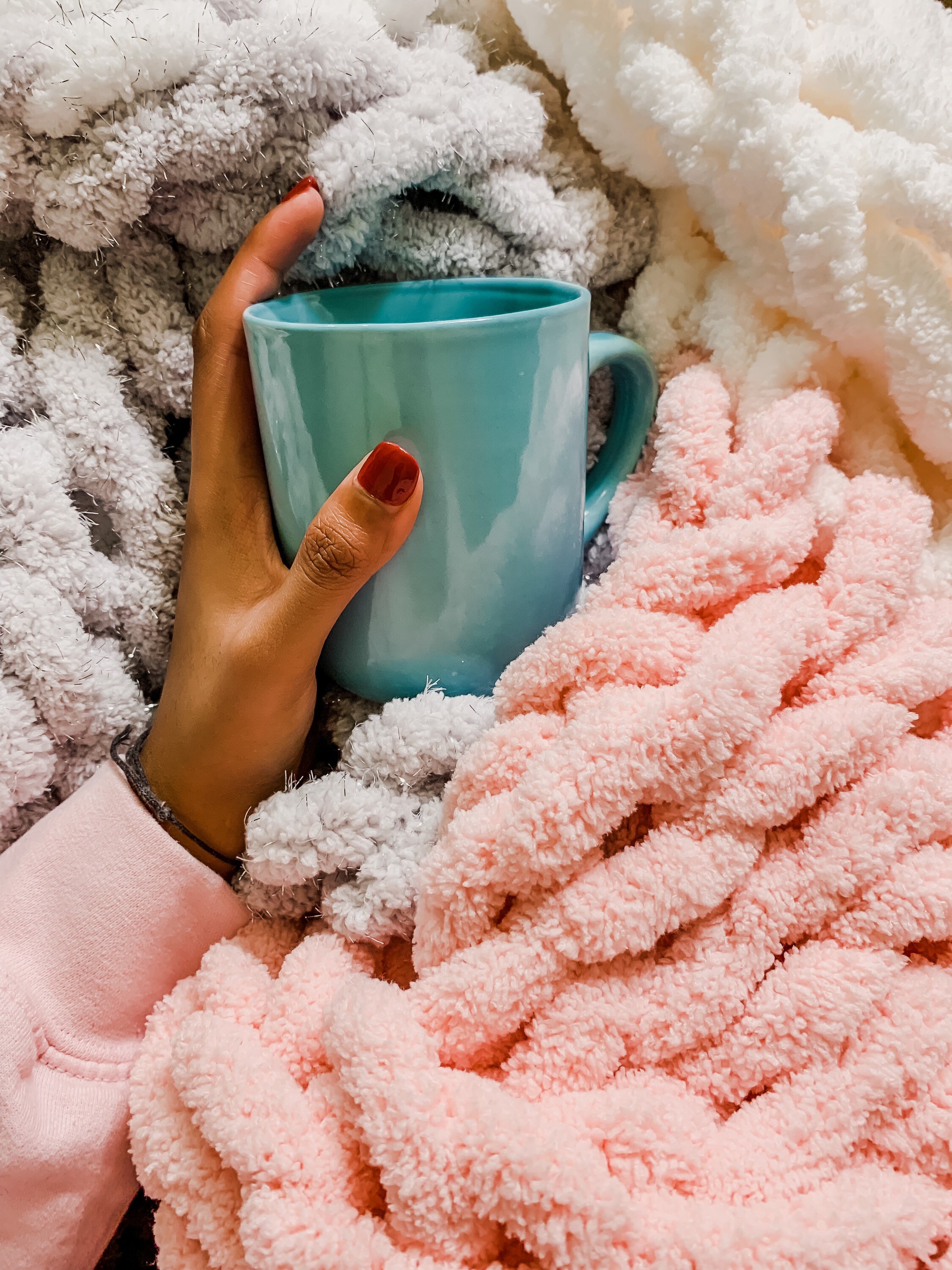 Multi-color Chunky Knit Blanket, Jumbo Chenille Blanket, Chunky ...