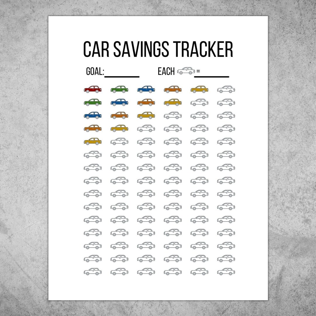 Car Savings Tracker - Letter Size - Cash Tracker - Savings Tracker - Etsy