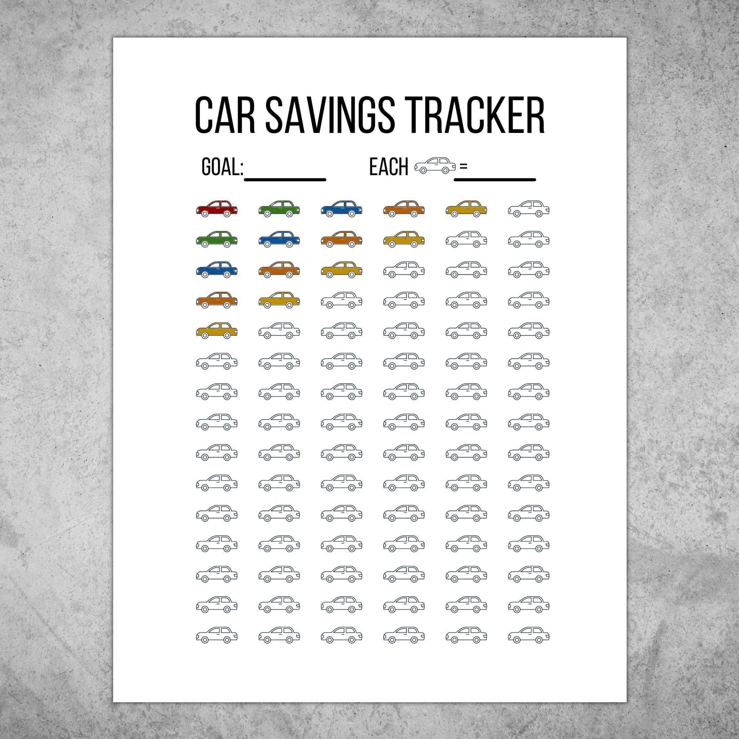 Car Savings Tracker - Letter Size - Cash Tracker - Savings Tracker - Etsy