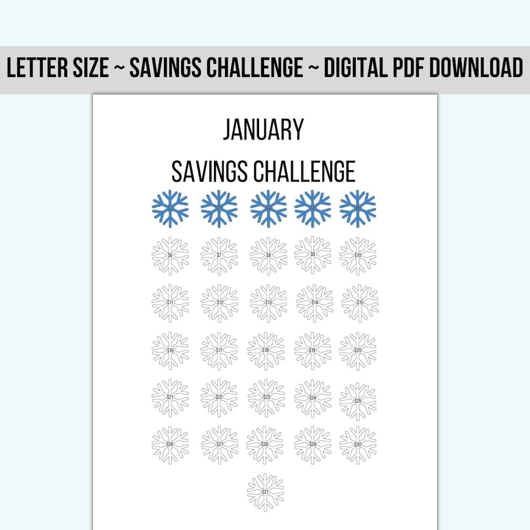January Monthly Savings Challenge - Etsy