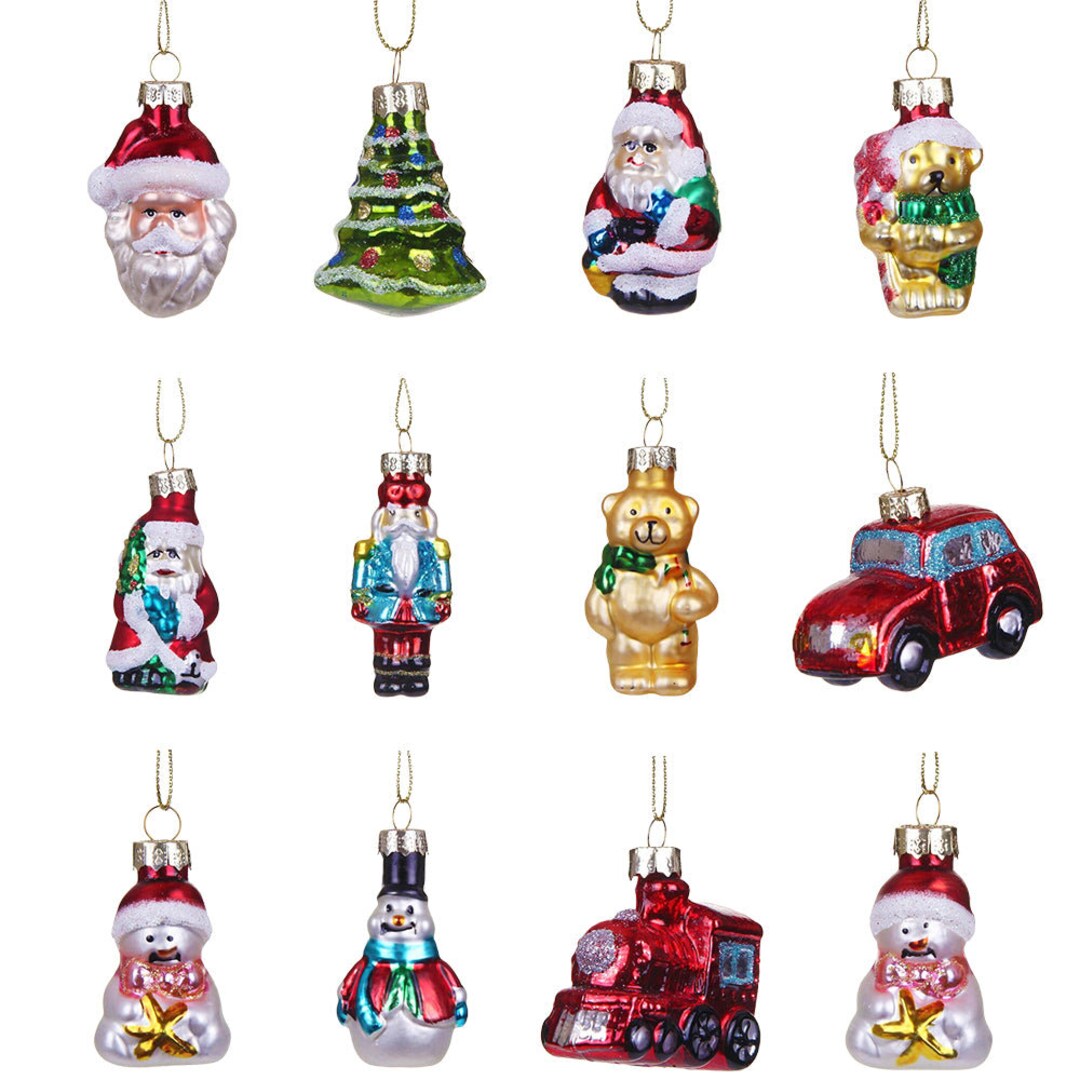 12 Gisela Graham Painted Glass Mini Christmas Character Bauble - Etsy