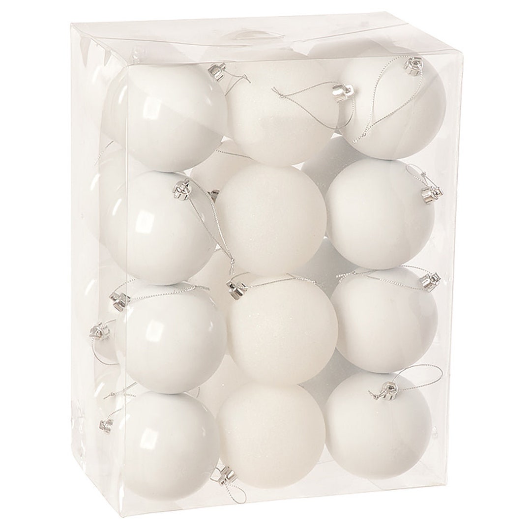 24 White 6cm Shatterproof Christmas Tree Bauble Decorations - Etsy UK