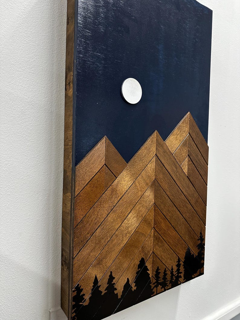 Rustic Midnight Blue Mountain Electrical Panel Cover - Wood Breaker Box ...